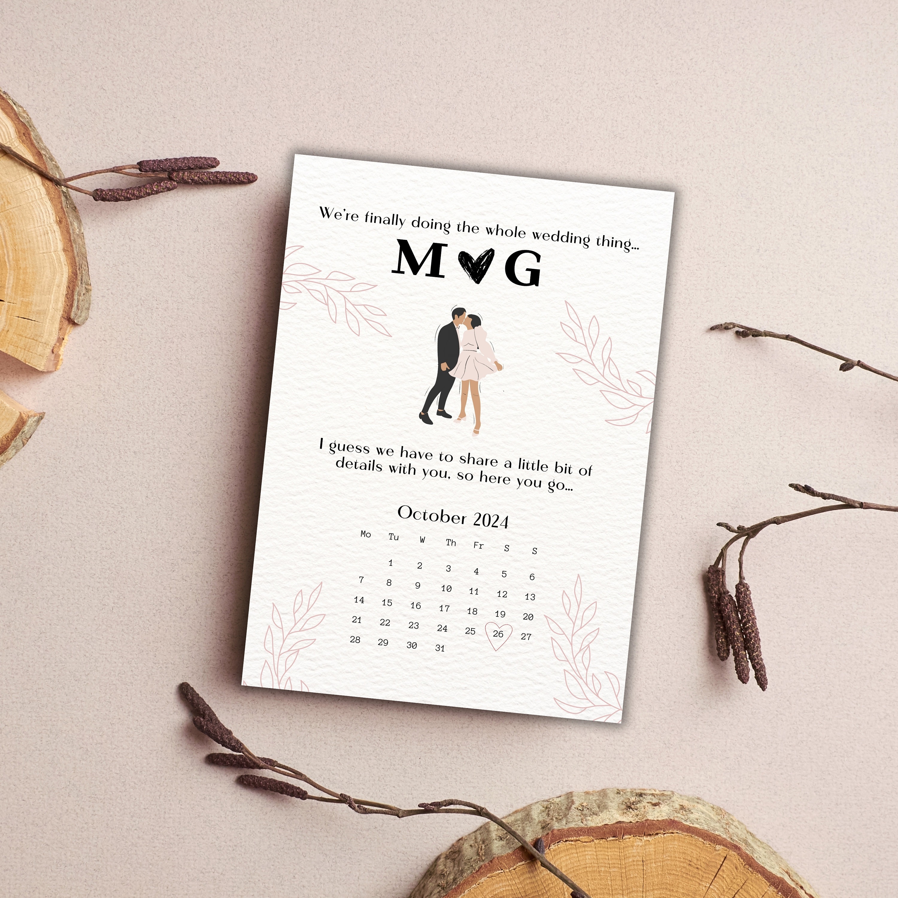 Modern Rustic Wedding Invitation Template, Funny Minimalist Invitation ...