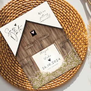 Rustic Barn Wedding Save the Date Template – Printable Country Card ...
