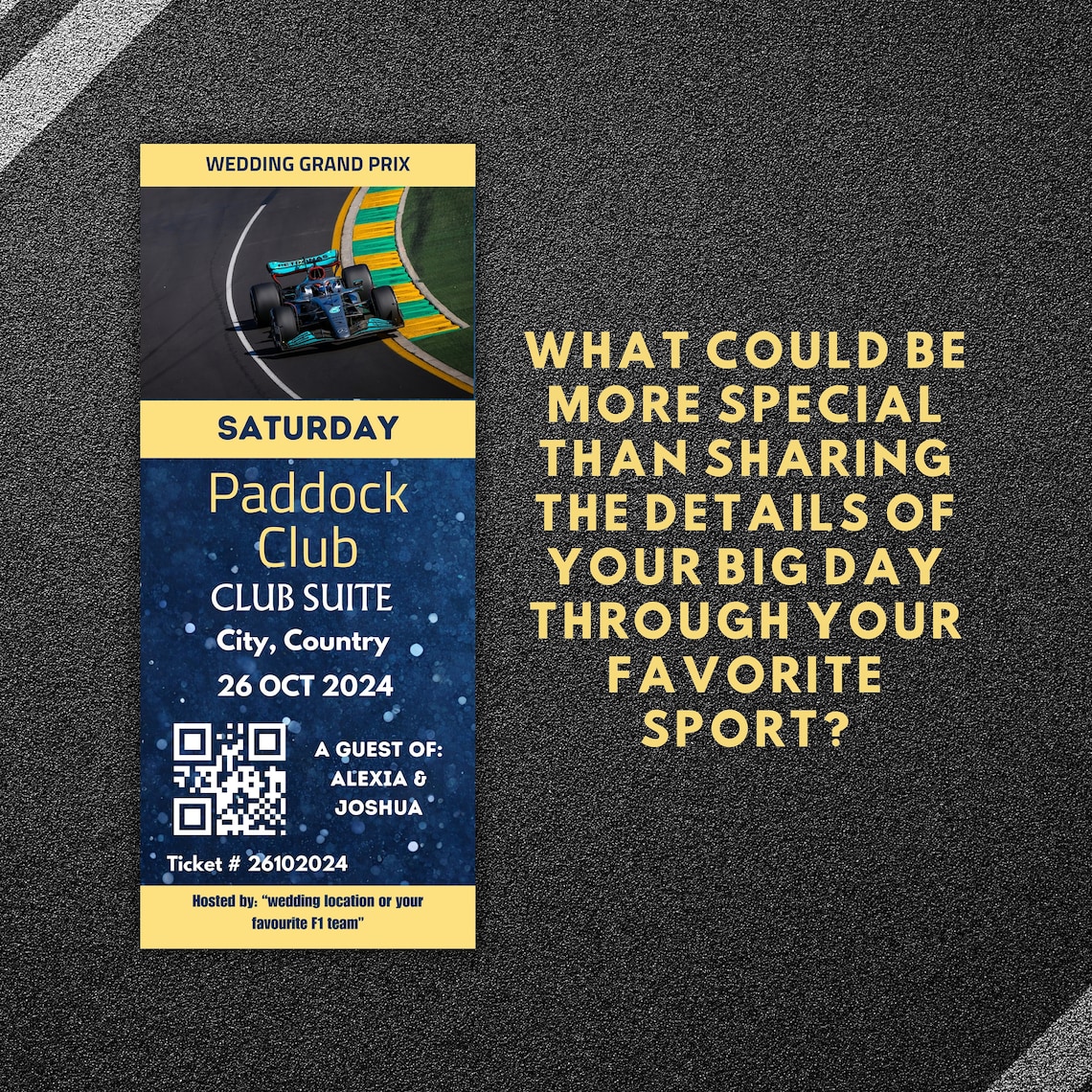 Formula 1 Wedding Invitation, Paddock Club Ticket, Personalized Grand ...