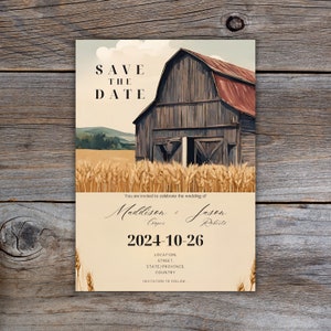 Country Barn Wedding Invitation Bundle, Editable Country Rustic Wedding ...
