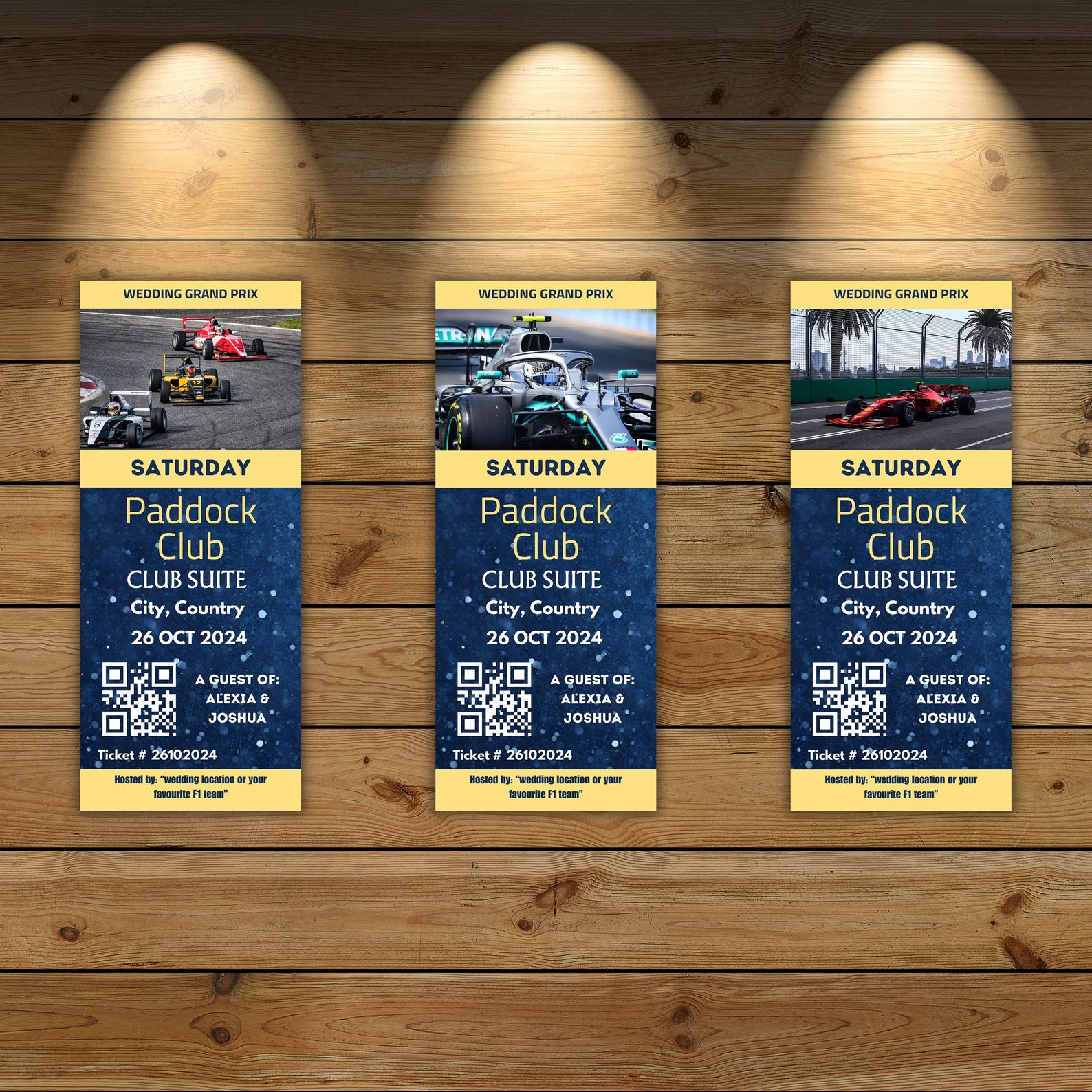 Grand Prix Racing Wedding Invitation, Paddock Club Ticket, Personalized ...