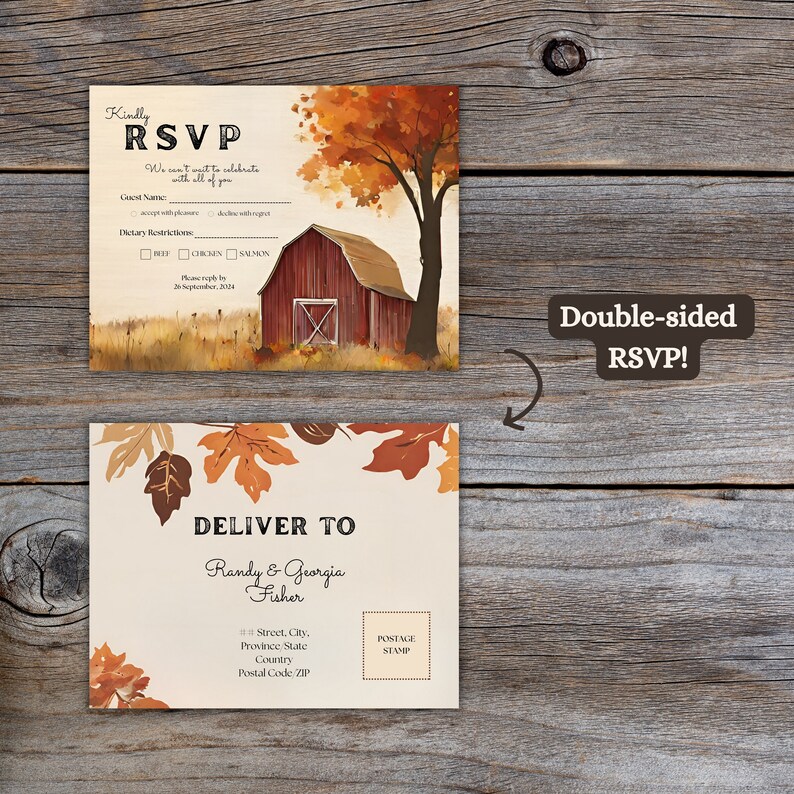 Rustic Fall Wedding Invitation Bundle Country Barn Theme, Canva ...