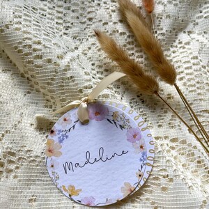 Round Place Cards, Wedding Name Card, Floral Modern Round Place Card ...