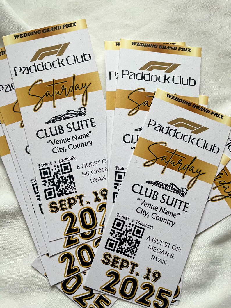 Formula 1 Wedding Invitation: VIP Paddock Club Ticket, Personalized ...