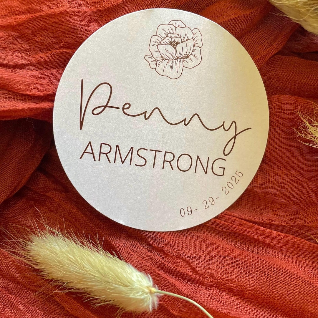 Round Place Cards, Wedding Name Card, Modern Rustic Round Place Card ...