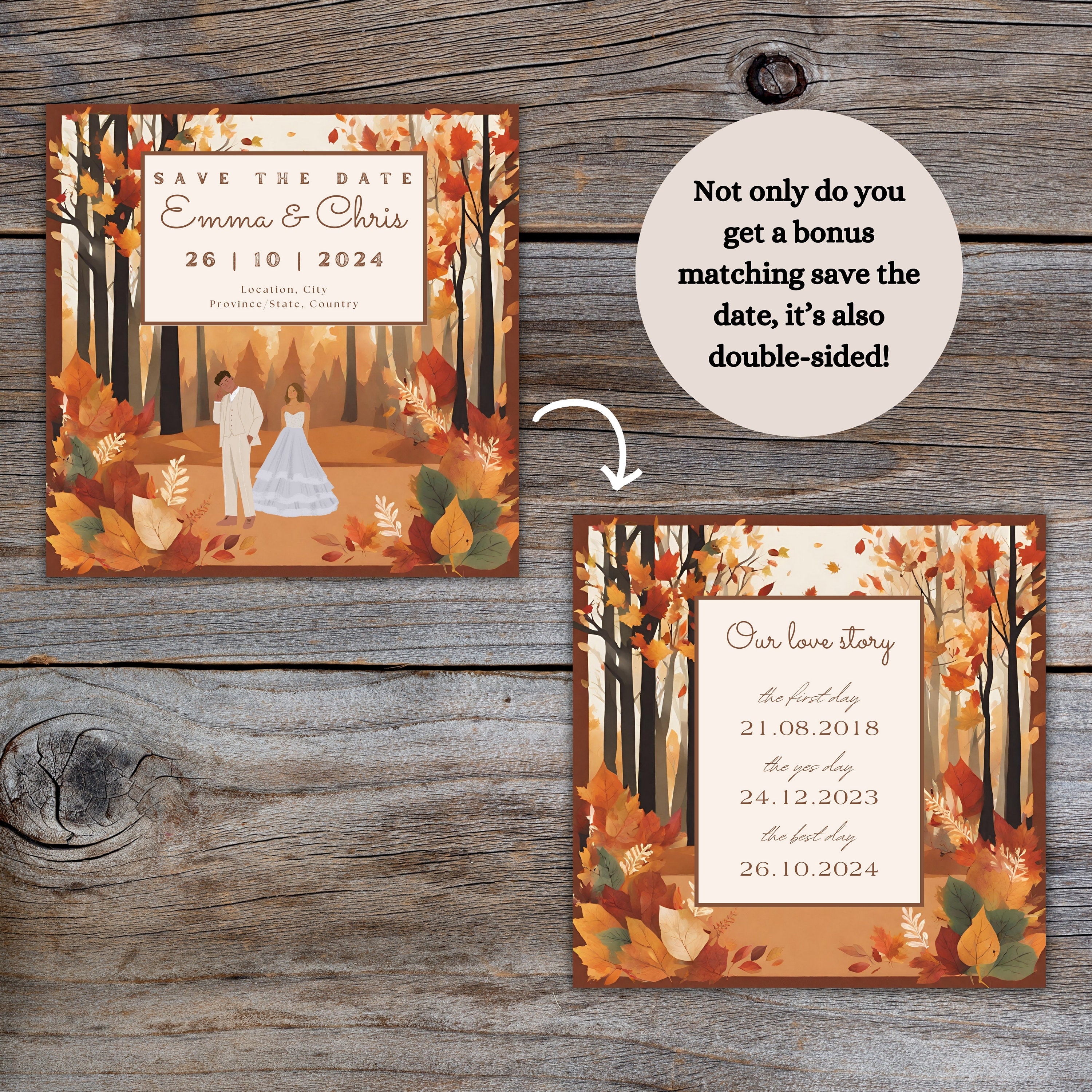 Rustic Fall Wedding Invitation Template Set, Rustic Wedding Invite ...