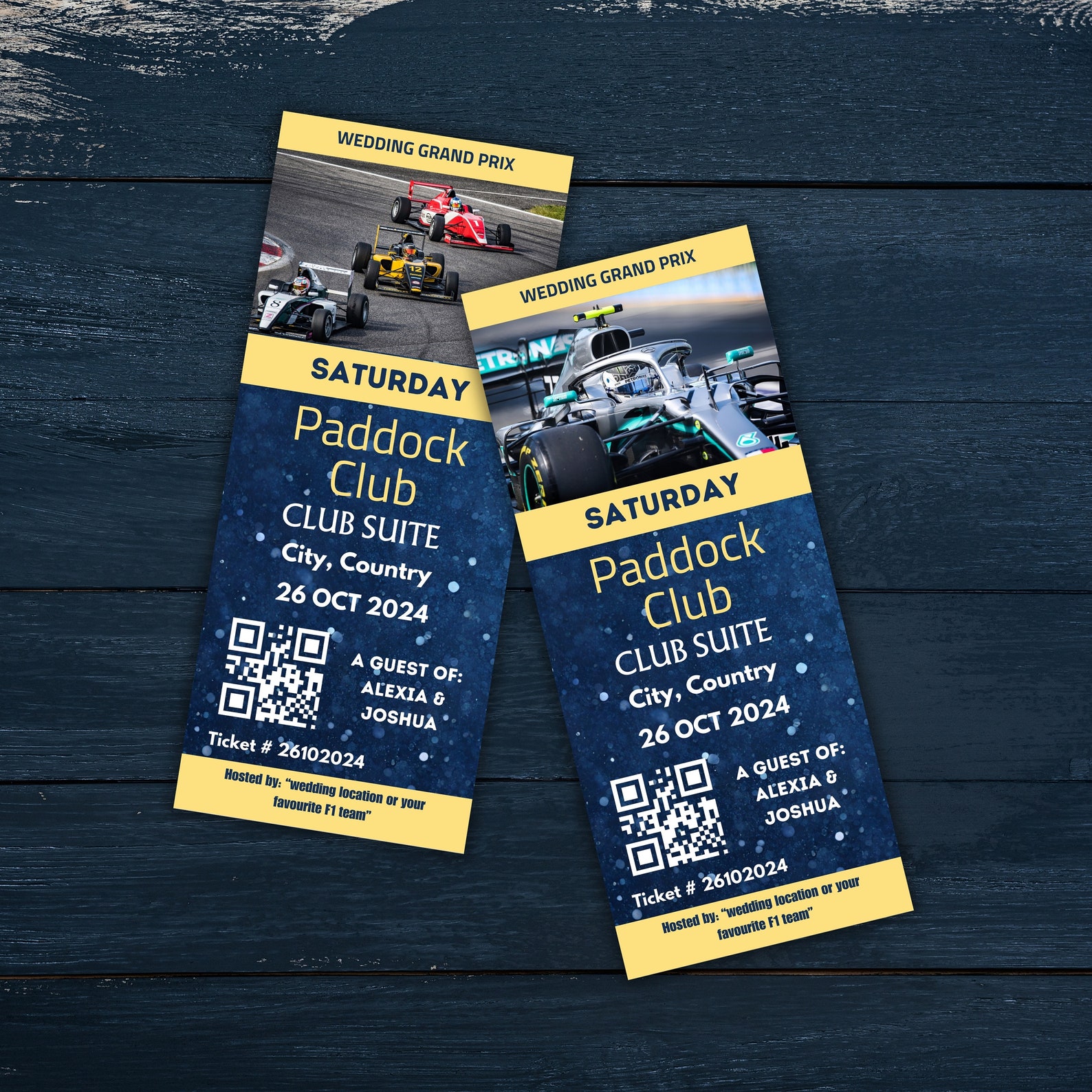 Grand Prix Racing Wedding Invitation, Paddock Club Ticket, Personalized ...