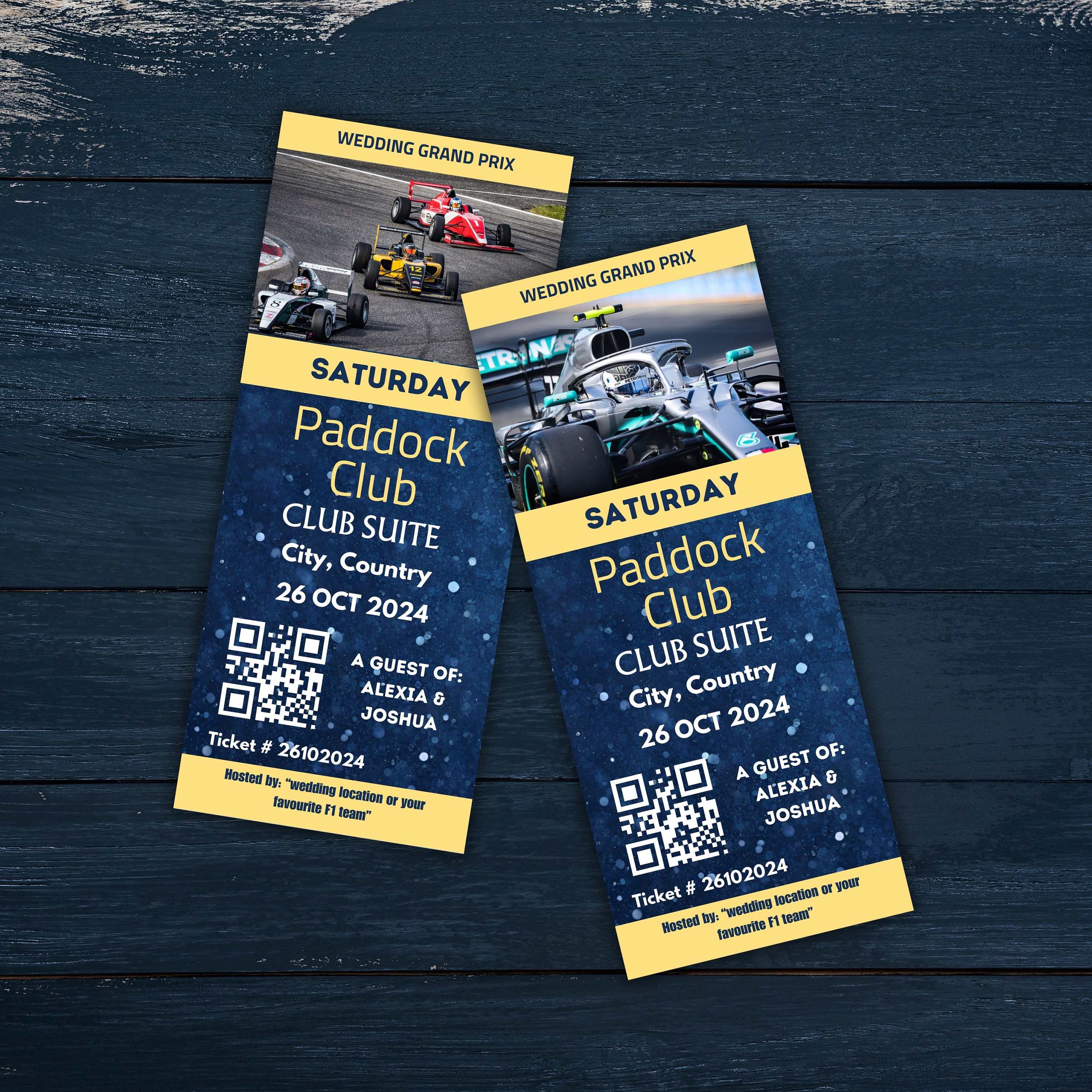 Grand Prix Racing Wedding Invitation, Paddock Club Ticket, Personalized ...