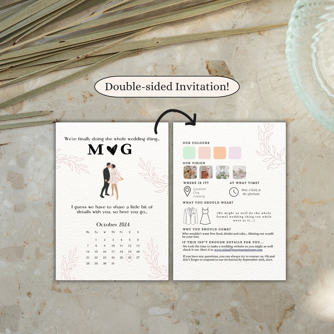 Modern Rustic Wedding Invitation Template, Funny Minimalist Invitation ...