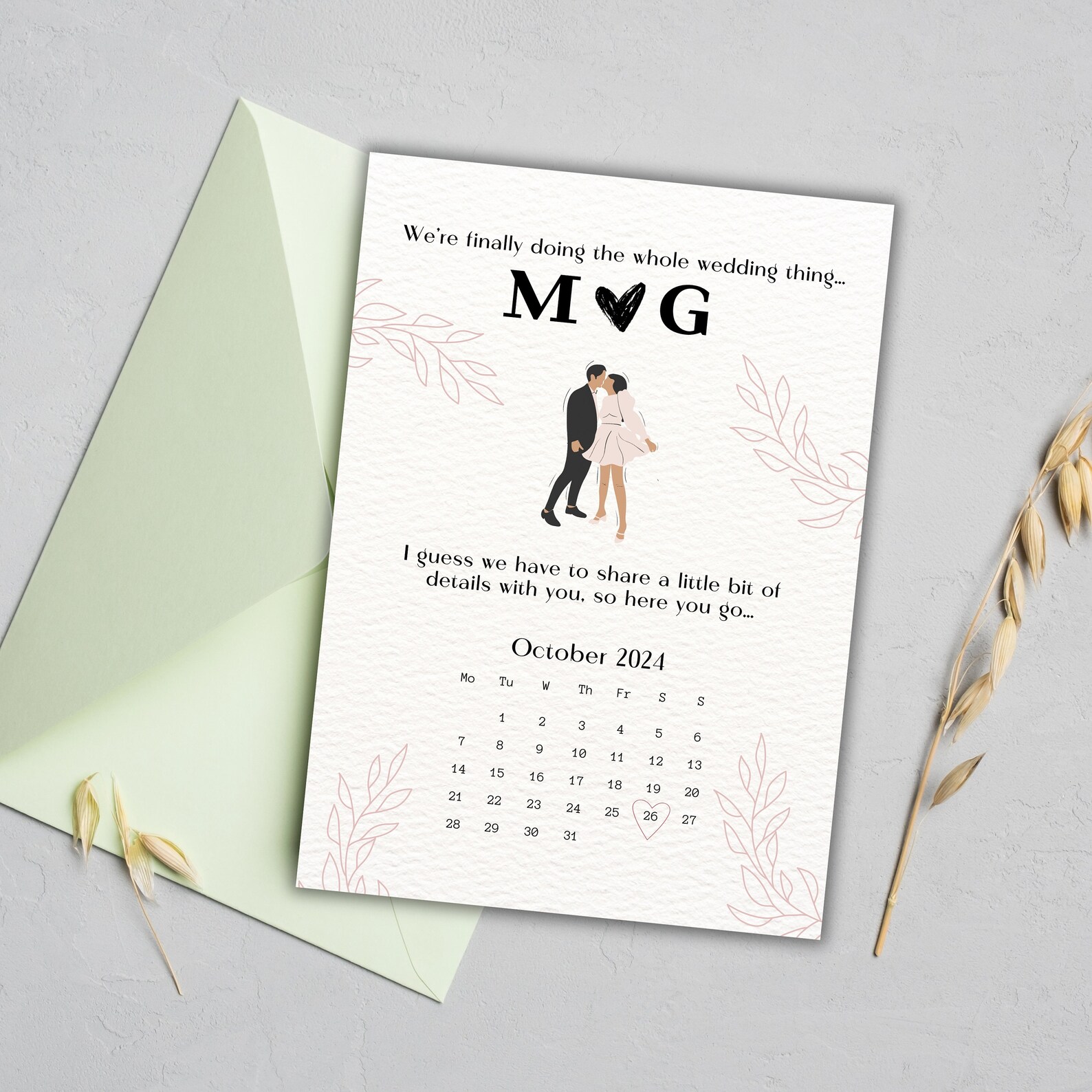 Modern Rustic Wedding Invitation Template, Funny Minimalist Invitation ...