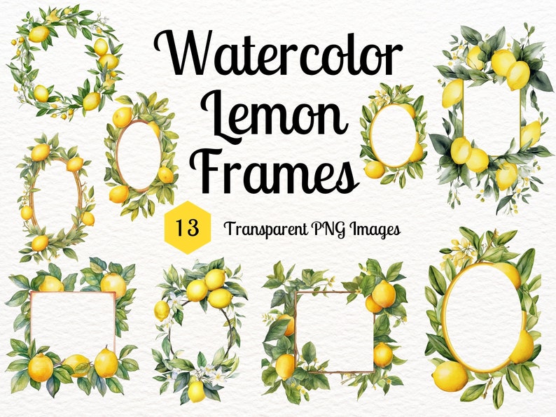 Watercolor Lemon Clipart Mega Pack Lemon Branches and Lemonade Art ...