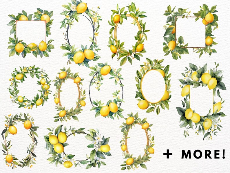 Watercolor Lemon Clipart Mega Pack Lemon Branches and Lemonade Art ...