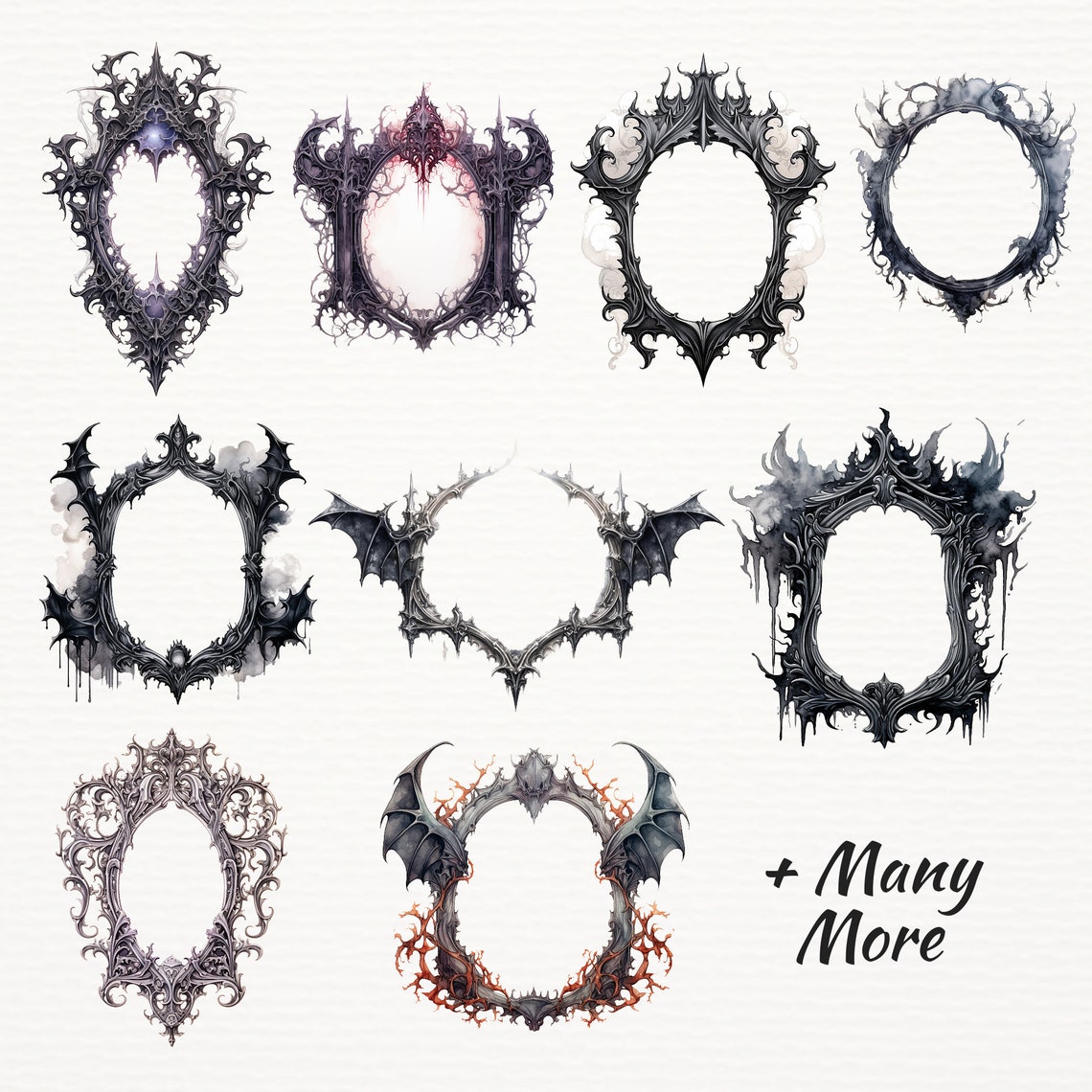 Watercolor Gothic Frames Clipart, Halloween Spooky Border Art ...