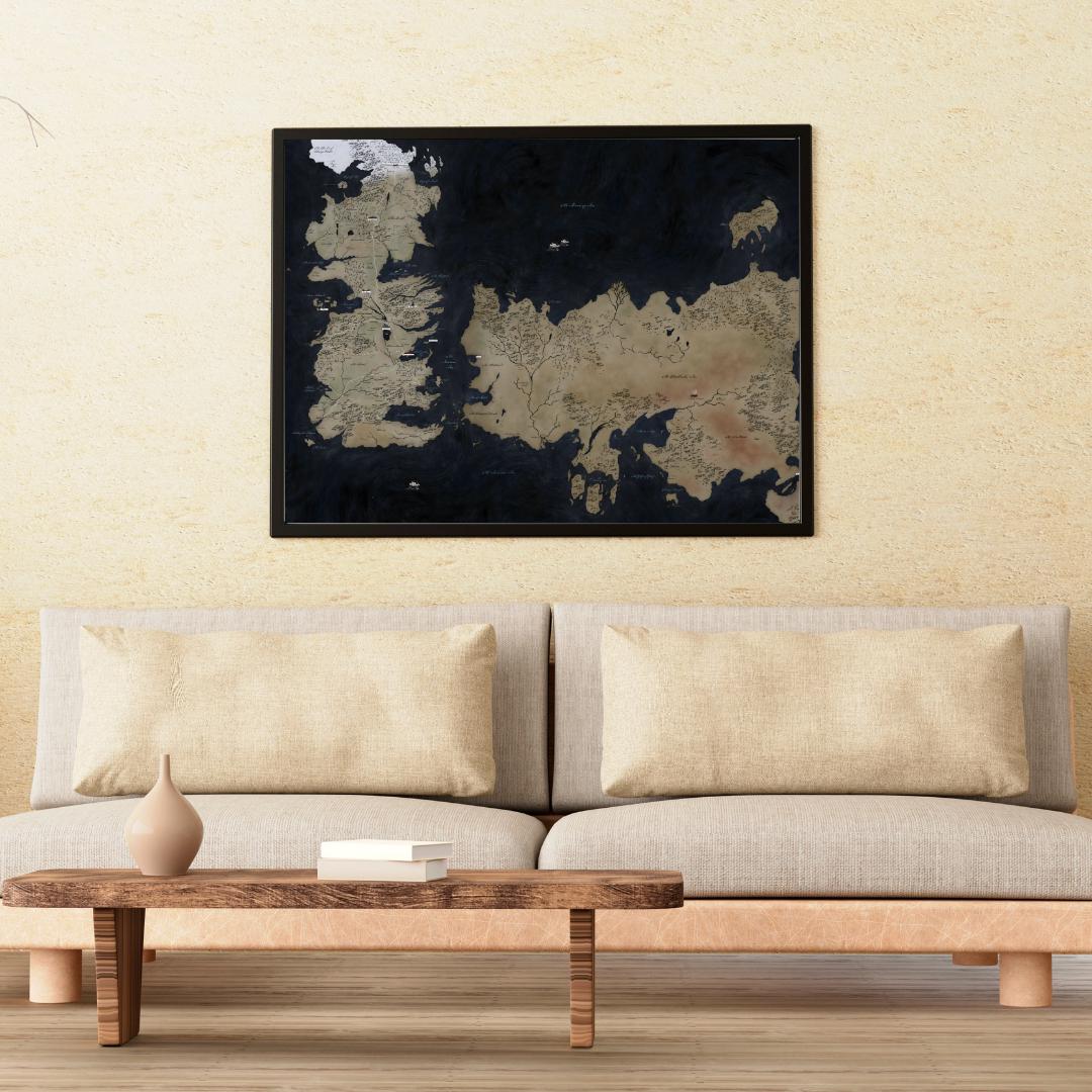Game of Thrones Map: Westeros and Essos - HBO Version (digital Poster ...