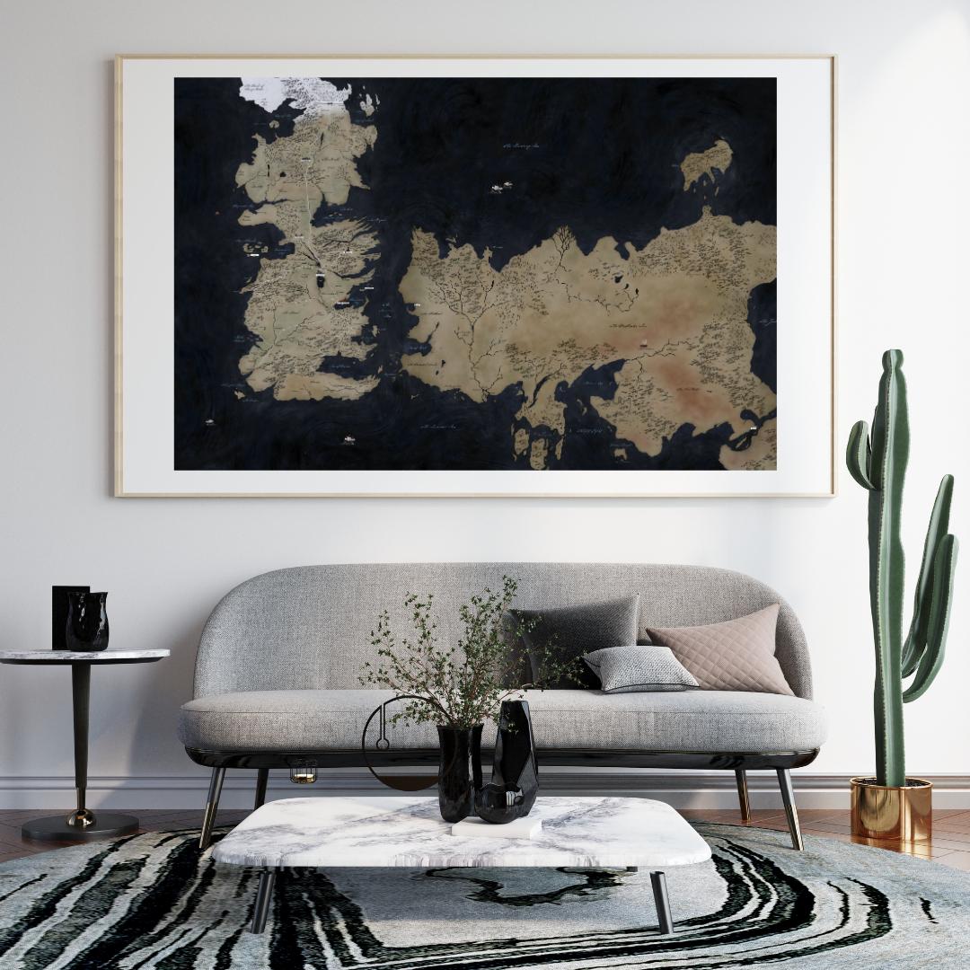 The Known World Map Digital Poster 4K Game of Thrones Westeros and ...