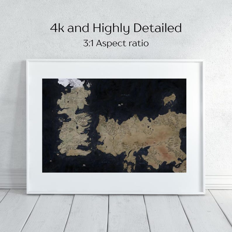 Game of Thrones Map: Westeros and Essos - HBO Version (digital Poster ...