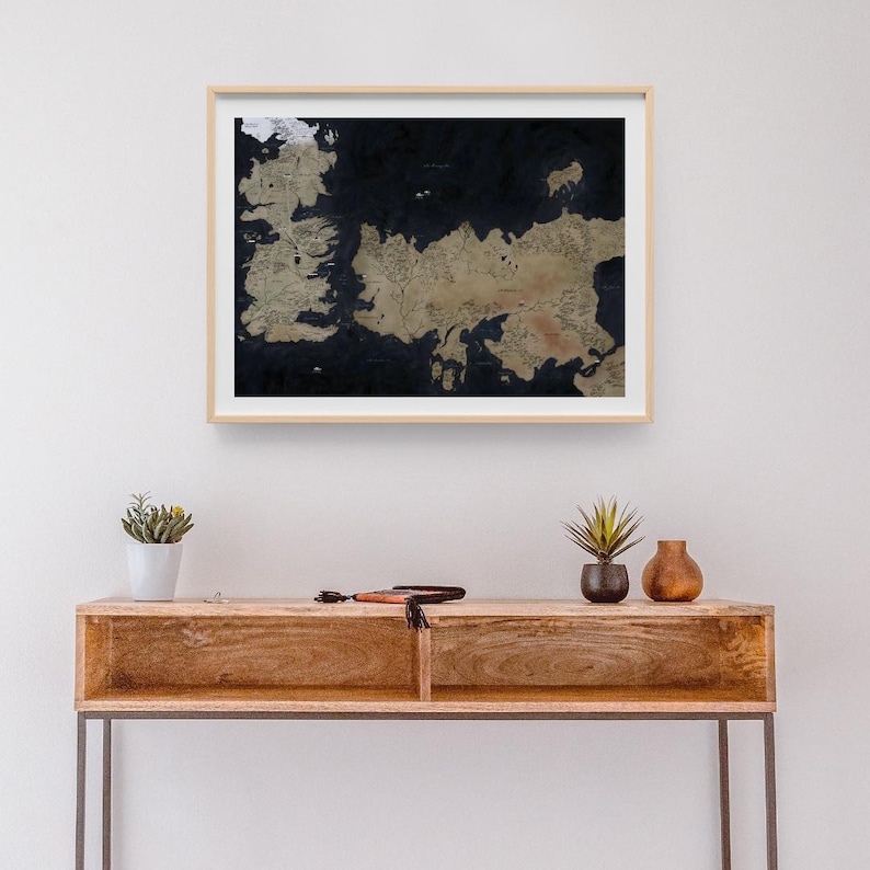 The Known World Map Digital Poster 4K Game of Thrones Westeros and ...