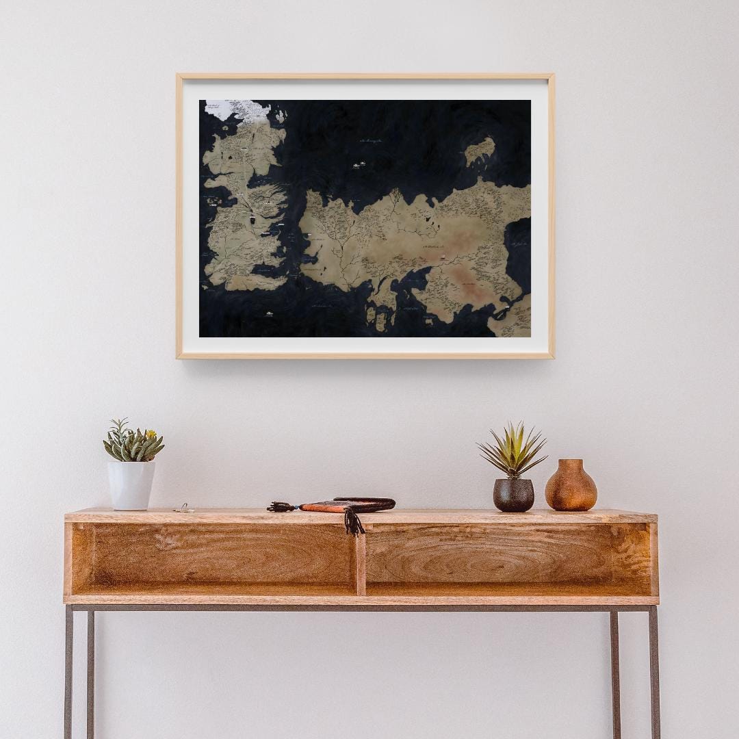 Game of Thrones Map: Westeros and Essos - HBO Version (digital Poster ...