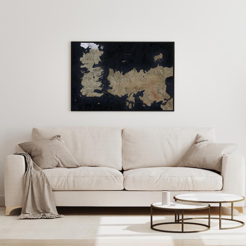 The Known World Map Digital Poster 4K Game of Thrones Westeros and ...