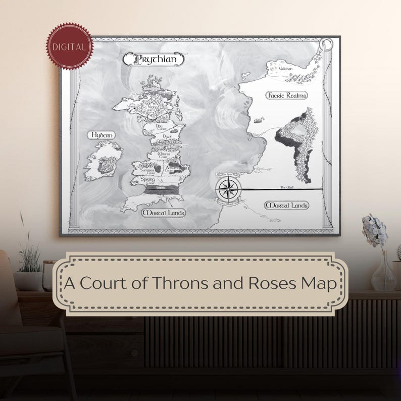 ACOTAR World Map Digital Poster 4k | Acotar | A Court of Thorns and ...