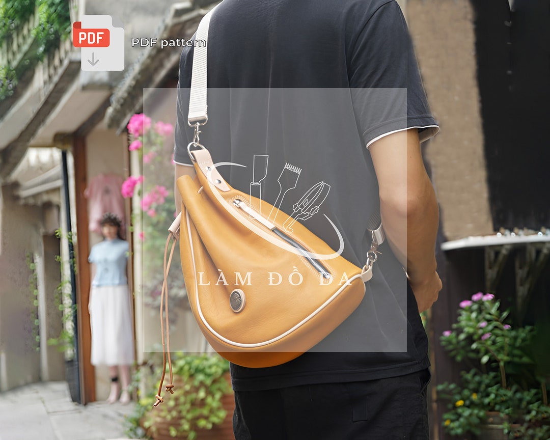 Leather Chest Crossbody Bag Pattern, Waist Bag Pattern, Men Body Bag ...