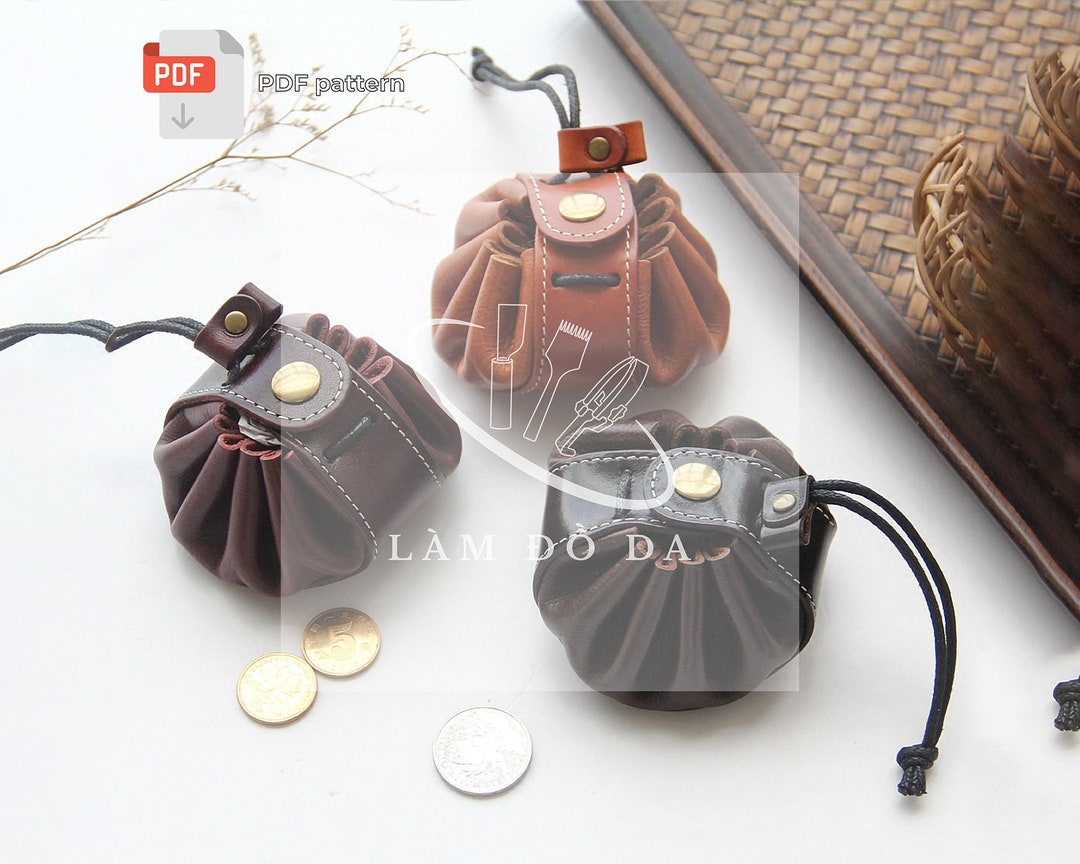 Leather Coin Purse PDF Pattern, Leather Coin Pouch, Key Holder, Coin ...
