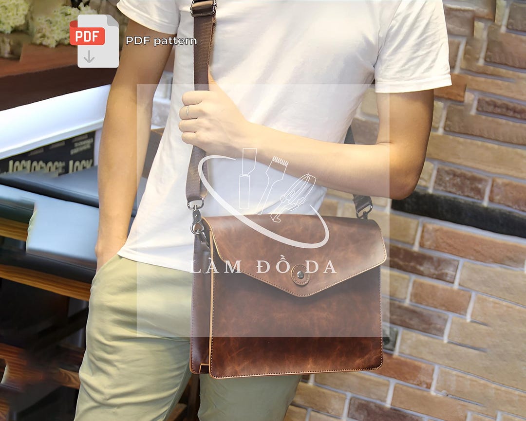 Leather Messenger Bag for Men Pattern, Leather Crossbody Bag PDF ...