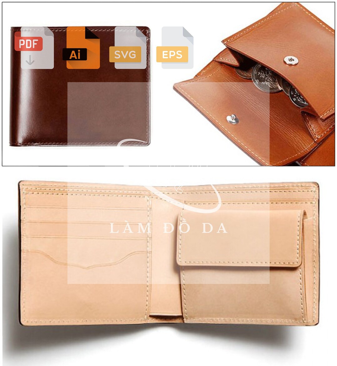 Leather Bifold Wallet With Coin Pocket Set for LASER Cutting Laser ...
