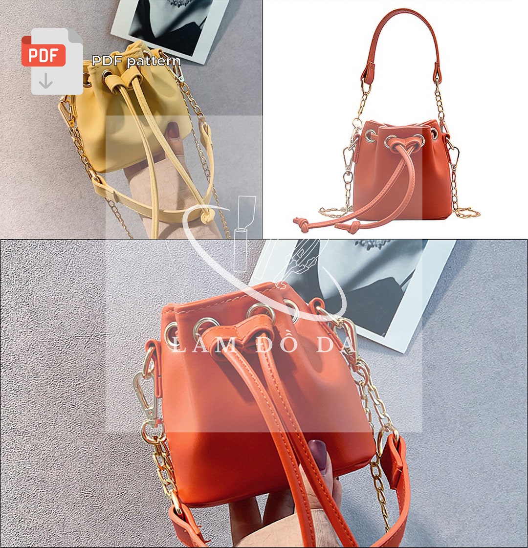 Leather Bucket Bag PDF Pattern, Drawstring Bucket Bag Pattern, Bucket ...