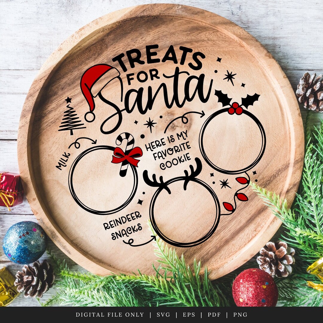 Treats for Santa Svg, Santa Cookie Plate Svg, Milk and Cookies Svg ...