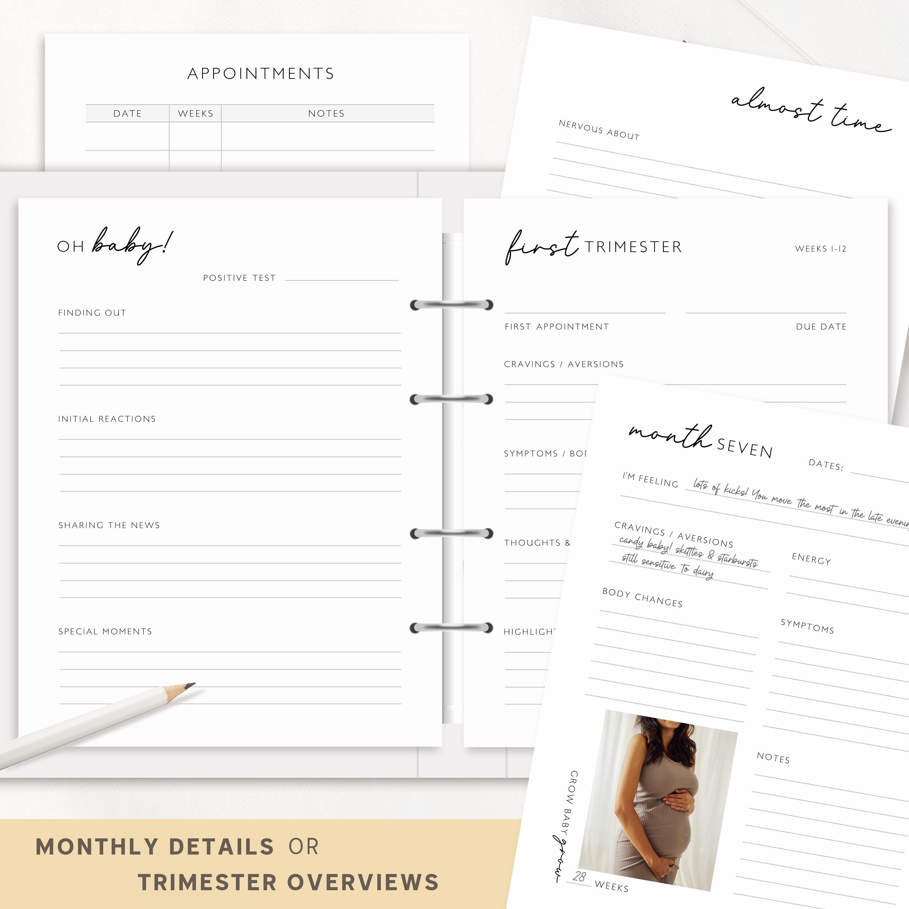Printable Pregnancy & Baby Memory Book: Milestone Journal, Keepsake PDF ...