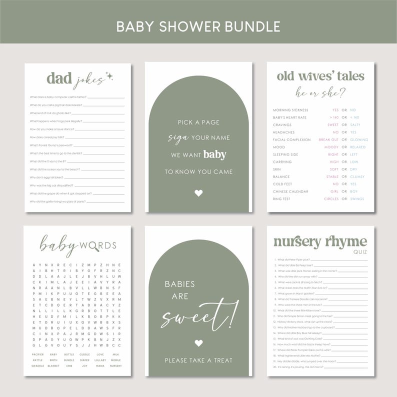 Baby Shower Games Bundle, Printable Baby Shower Activities, Baby Shower ...