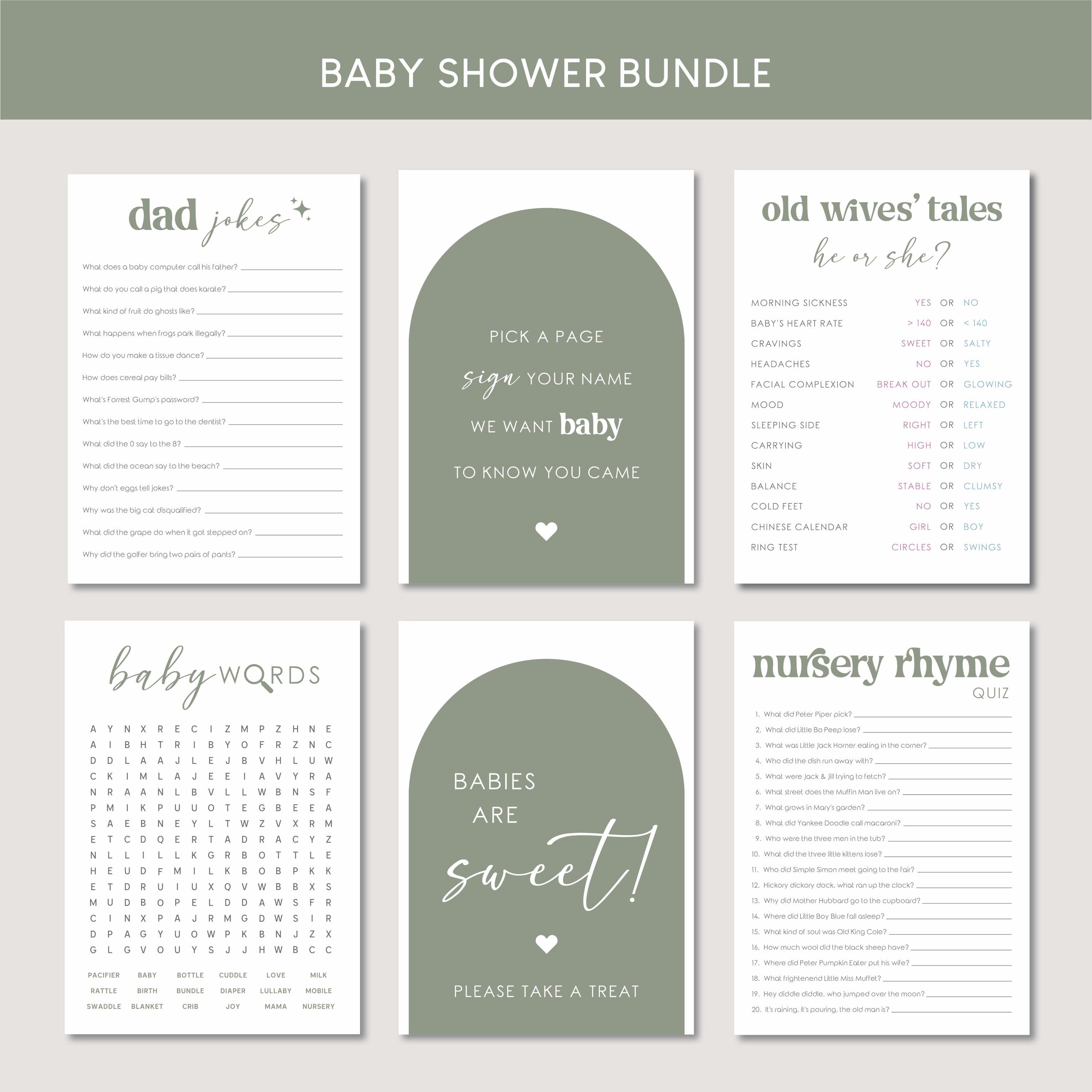 Baby Shower Games Bundle, Printable Baby Shower Activities, Baby Shower ...