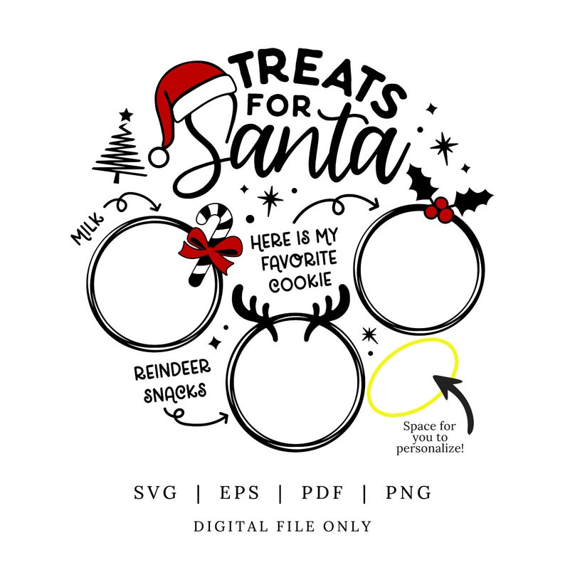 Treats for Santa Svg, Santa Cookie Plate Svg, Milk and Cookies Svg ...