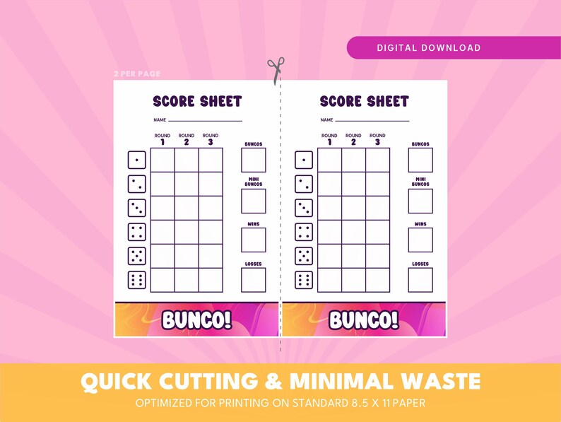 Printable BUNCO Bundle Score Cards, Table Tally, Rules/cheat Sheet ...
