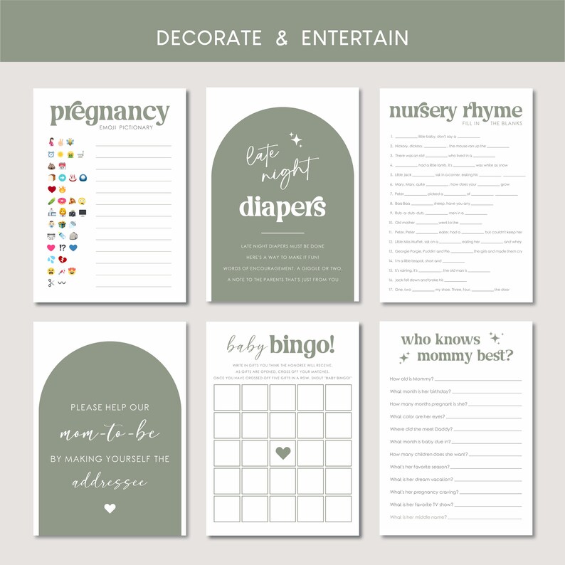 Baby Shower Games Bundle, Printable Baby Shower Activities, Baby Shower ...
