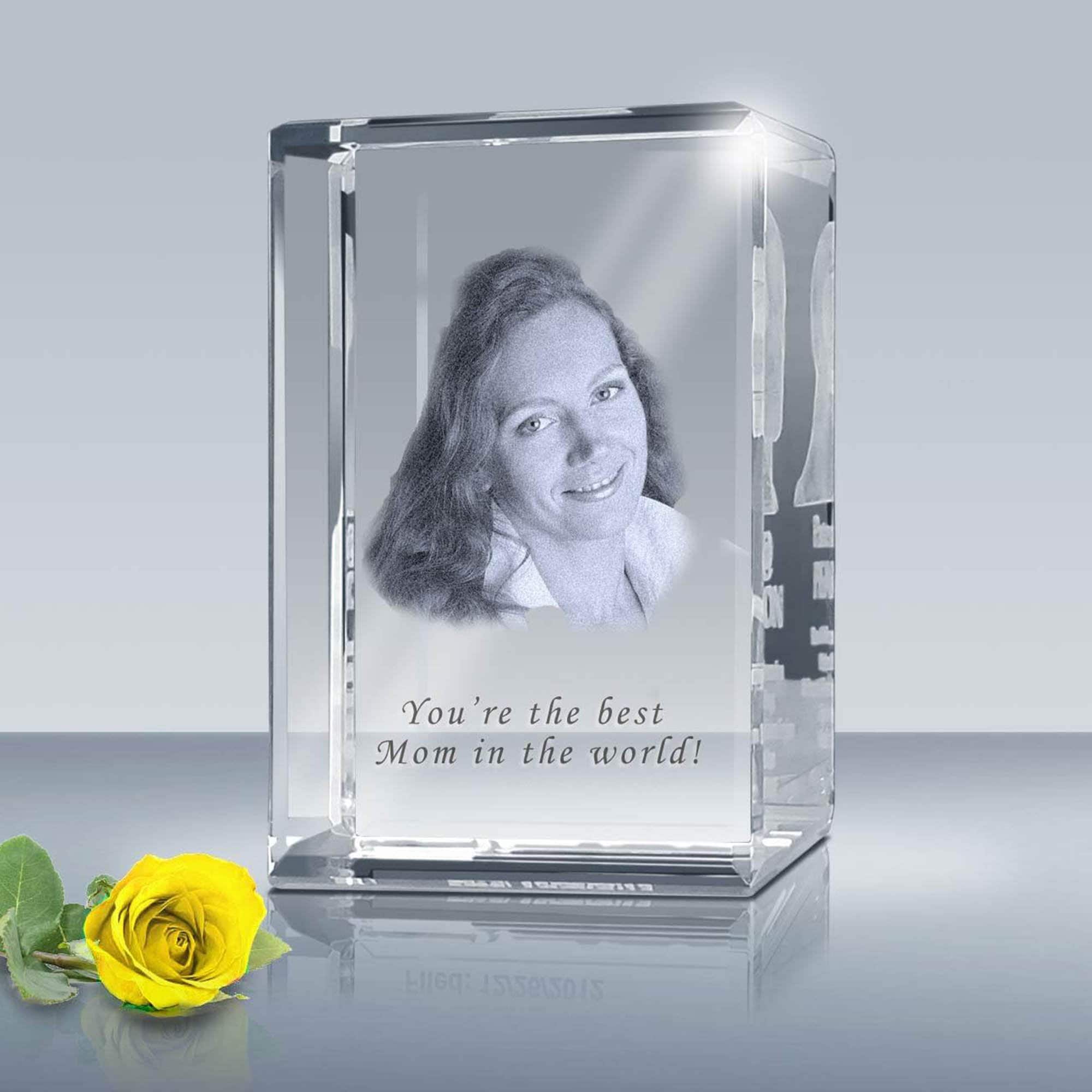 Custom Etched Glass 3D Crystal Photo Cube Photo on Glass Gifts for ...
