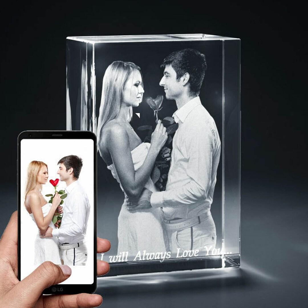 Custom Etched Glass 3D Crystal Photo Cube Photo on Glass Gifts for ...