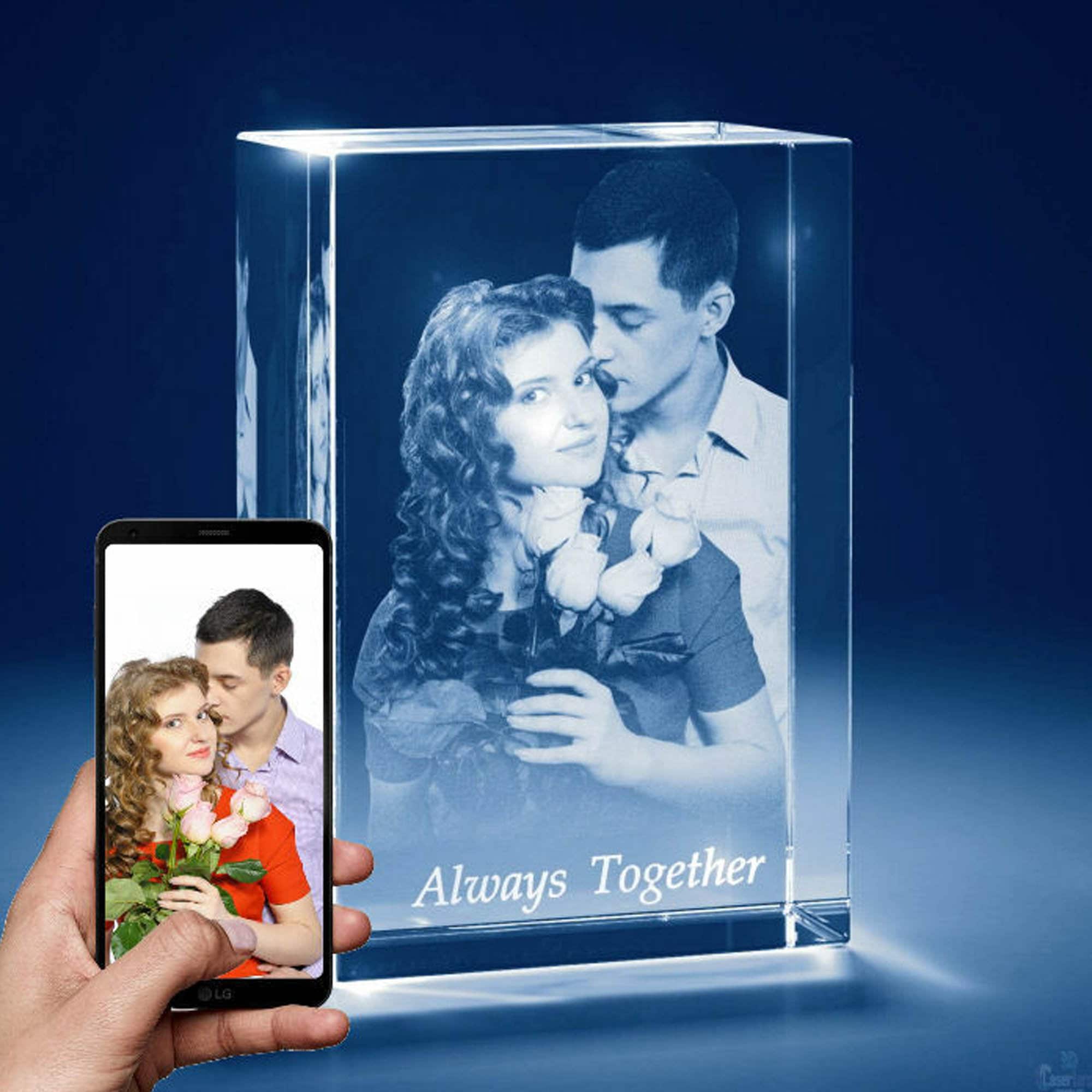 Custom Etched Glass 3D Crystal Photo Cube Photo on Glass Gifts for ...