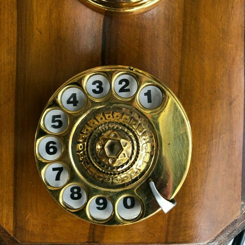 Reproduction Wooden Retro Rotary Dial Mechanical Bell Wall Mount ...