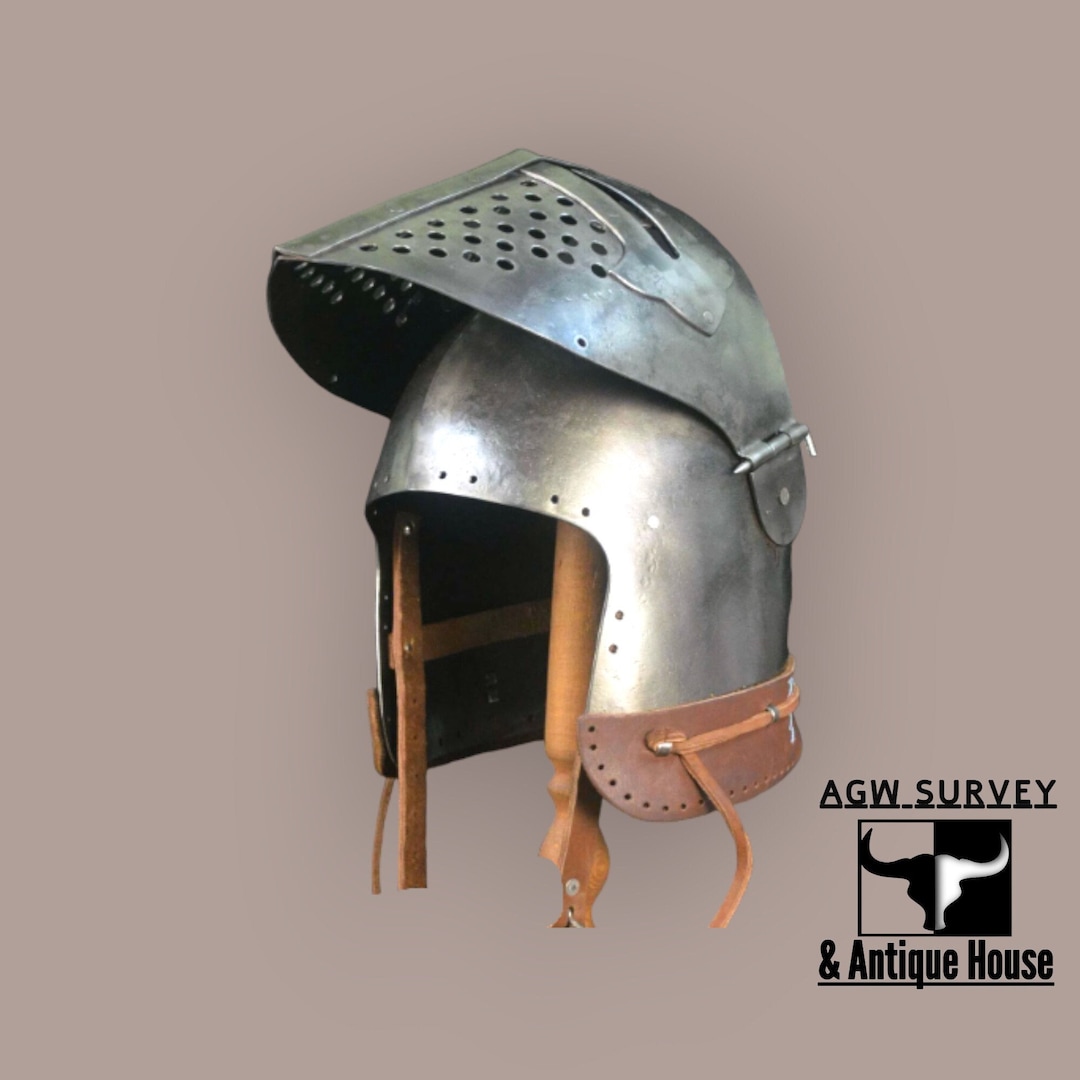 LARP Steel Bascinet Knight Helmet Medieval Helmet Armour Buhurt Helmet ...