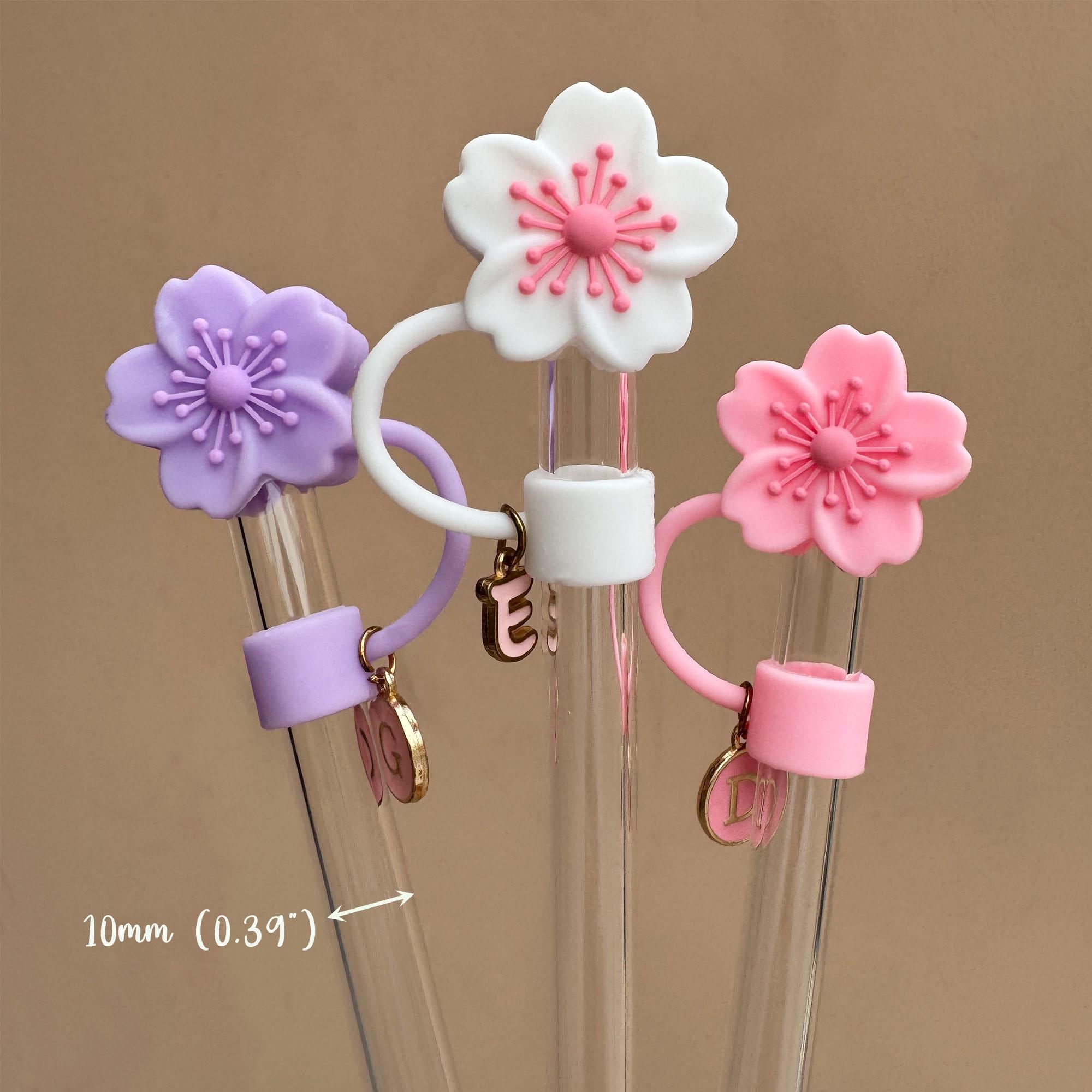 Flower Stanley Straw Cover With Letter Charm: Tumbler Accessory - Etsy