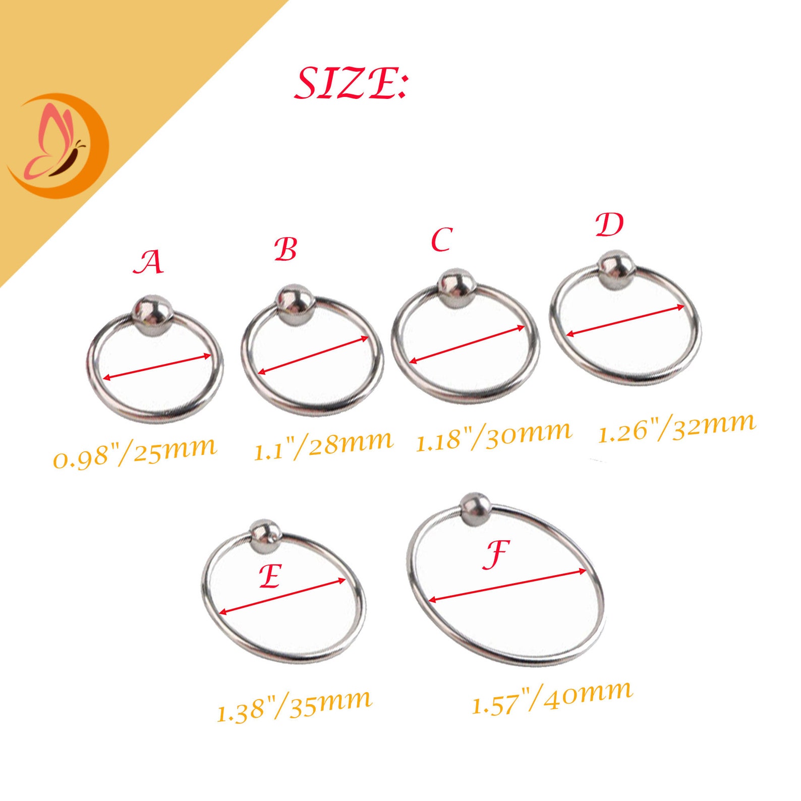 Glans Ring With Stress Ball, Stainless Steel Cock Rings in 6 Sizes, Glans Massage Ring, Penis ...