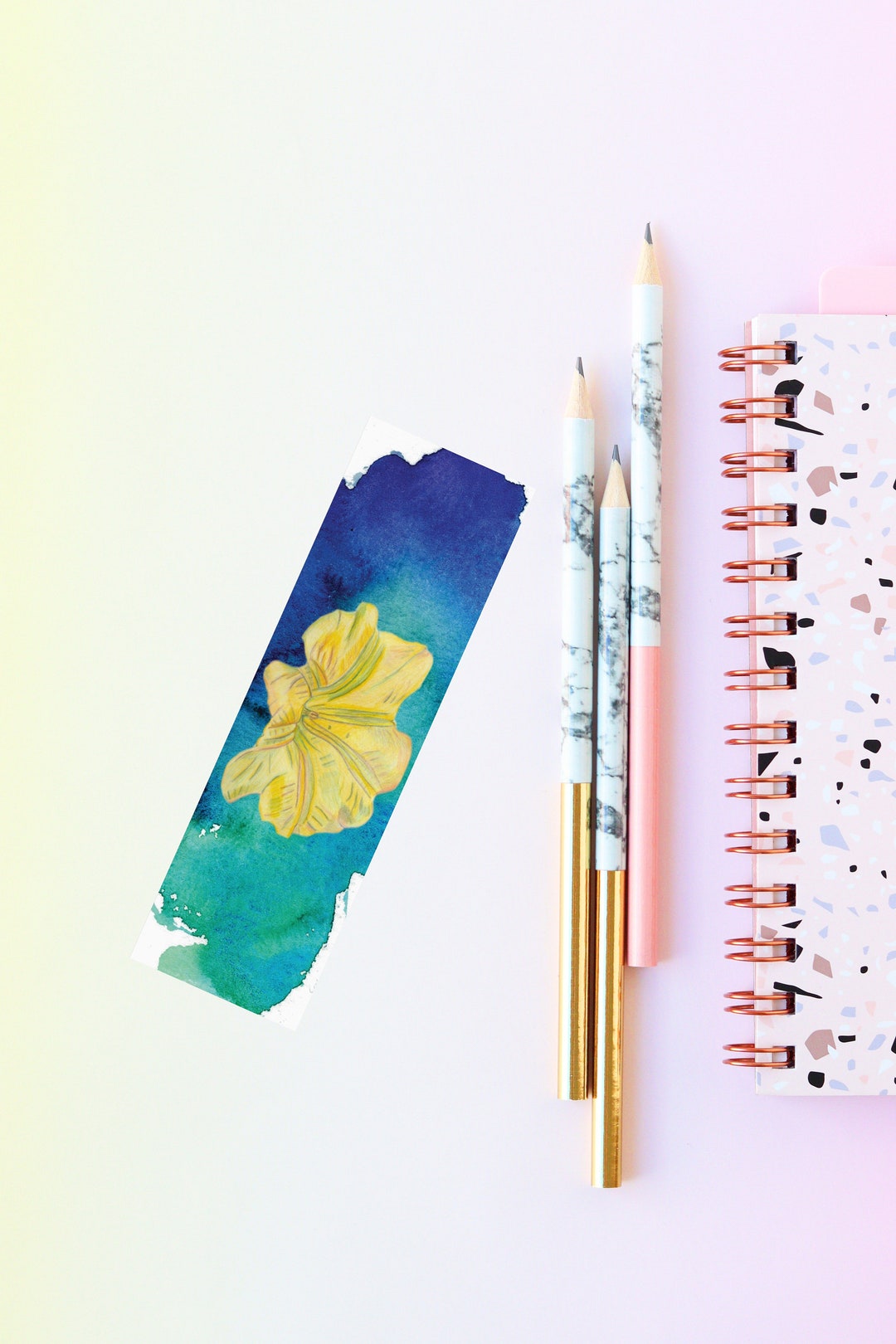 Yellow Flower Bookmark | Botanical | Double Sided | Flower Pattern ...