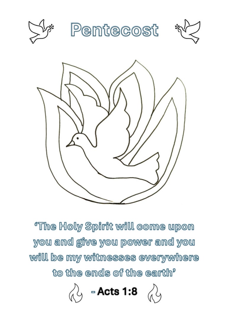Pentecost Colouring Page Including Bible Verse | Sunday School Coloring ...