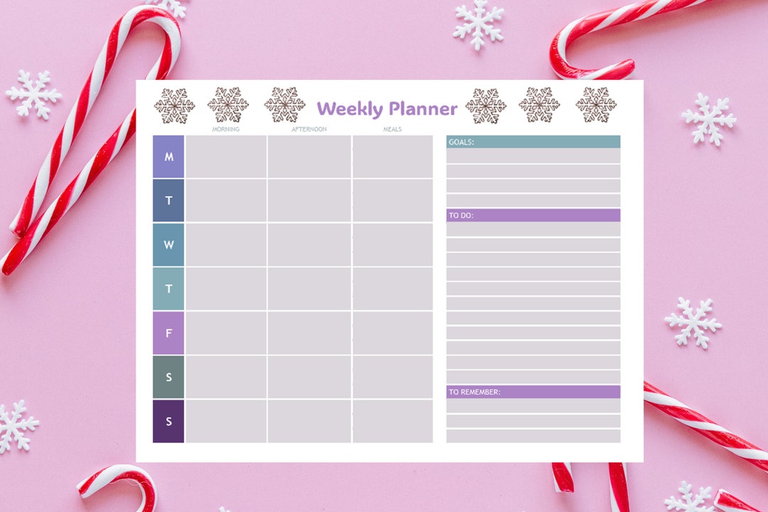 Winter Weekly Planner Printable Digital Download A4 PDF Desk Planner ...