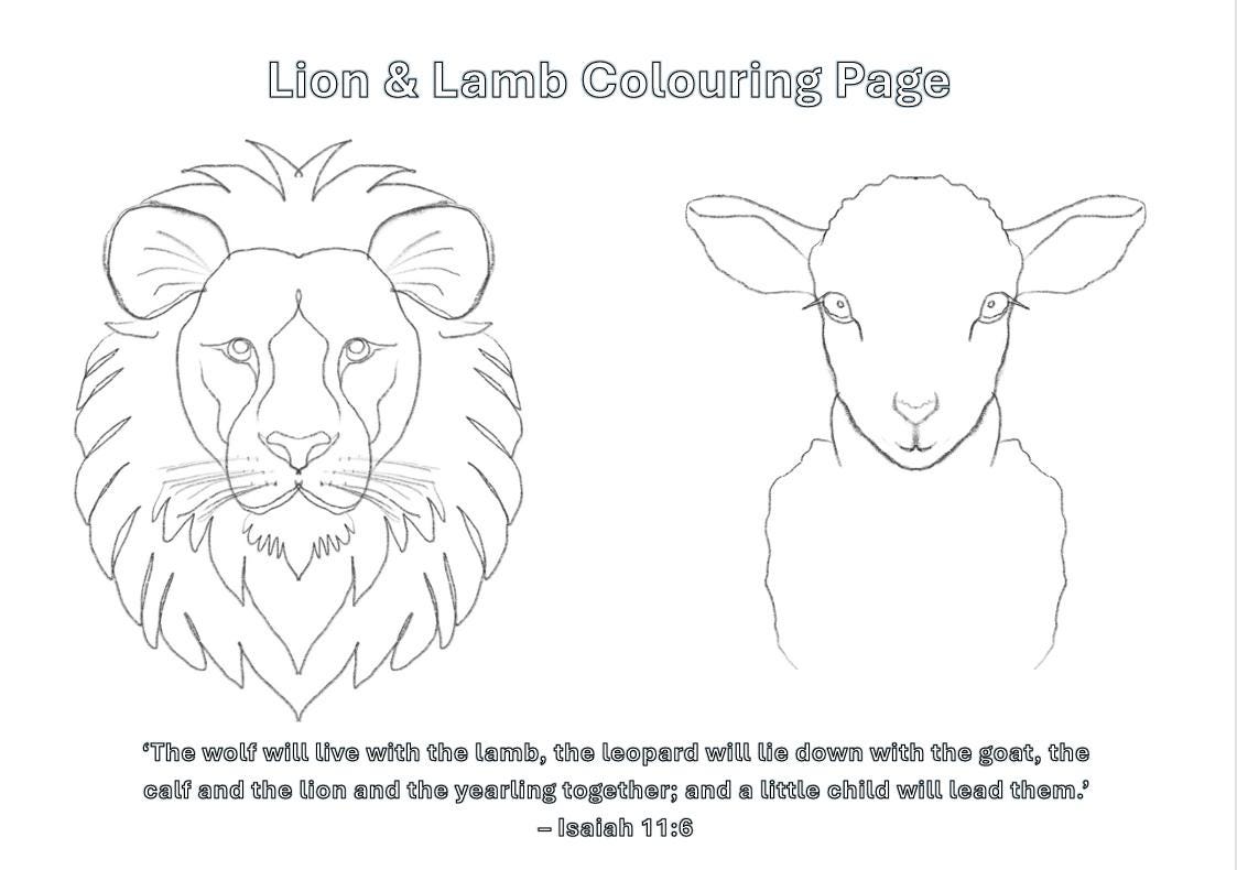 Lion and Lamb Isaiah Bible Verse Colouring Page | Sunday School ...