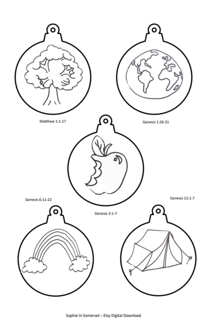 Jesse Tree Coloring Pages | Printable Digital Download of 25 Advent ...