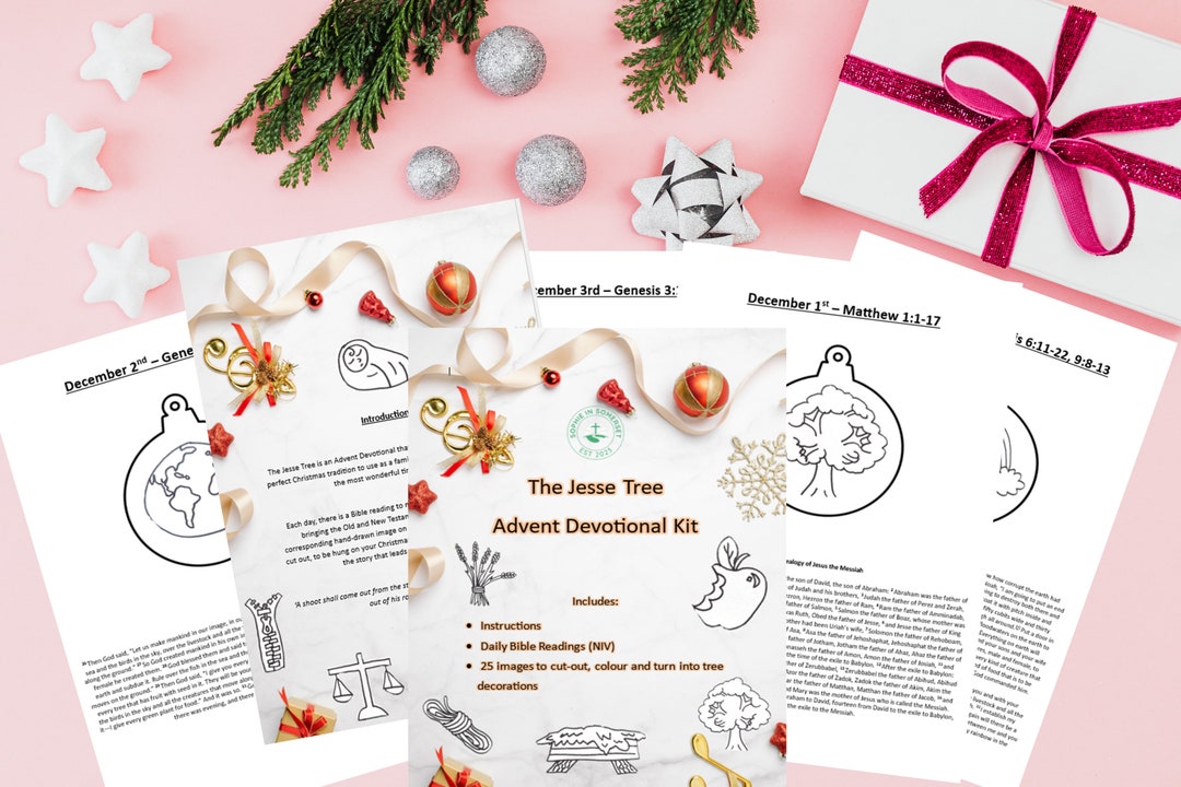Printable Jesse Tree Advent Devotional | 25 Bible Verses and Christmas ...