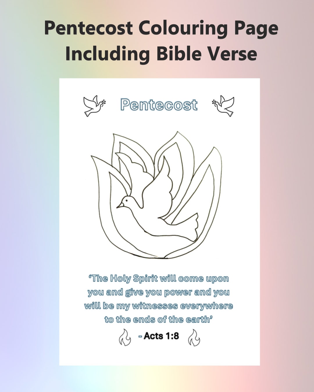 Pentecost Colouring Page Including Bible Verse | Sunday School Coloring ...
